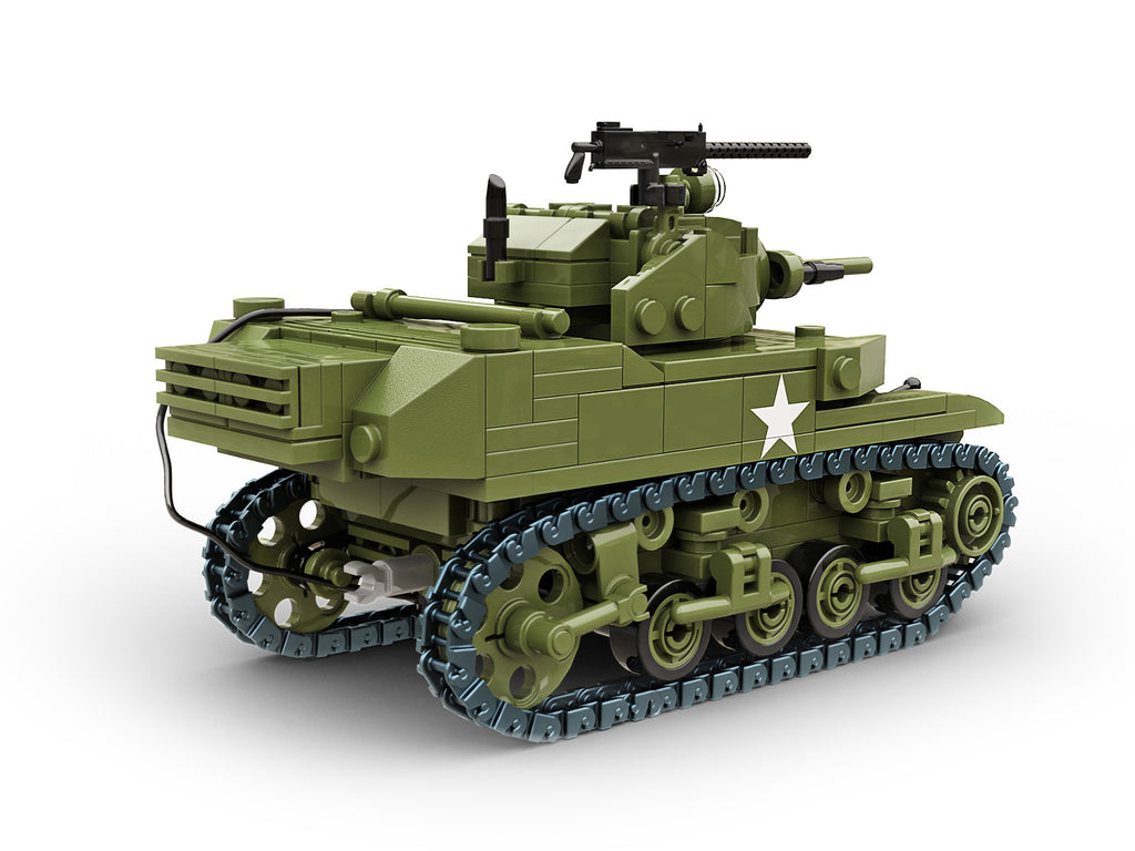 Build Army Brick building model WW2 USA M5A1 Stuart Light Tank | Fields of Glory Models