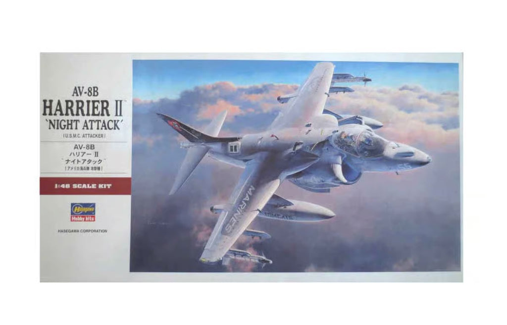 Hasegawa 1/48 Av-8B Night Attack Harrier jump jet model kit | Fields of Glory Models