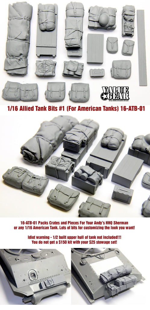 Value Gear 1/16 ATB-01 WWII Sherman Stowage Set #1 for "Andy's Sherman | Fields of Glory Models