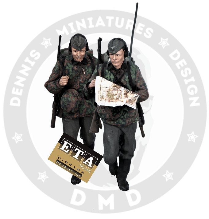 DMD 1/35 scale WW2 German WSS FUNKER radio team 2 figures | Fields of Glory Models
