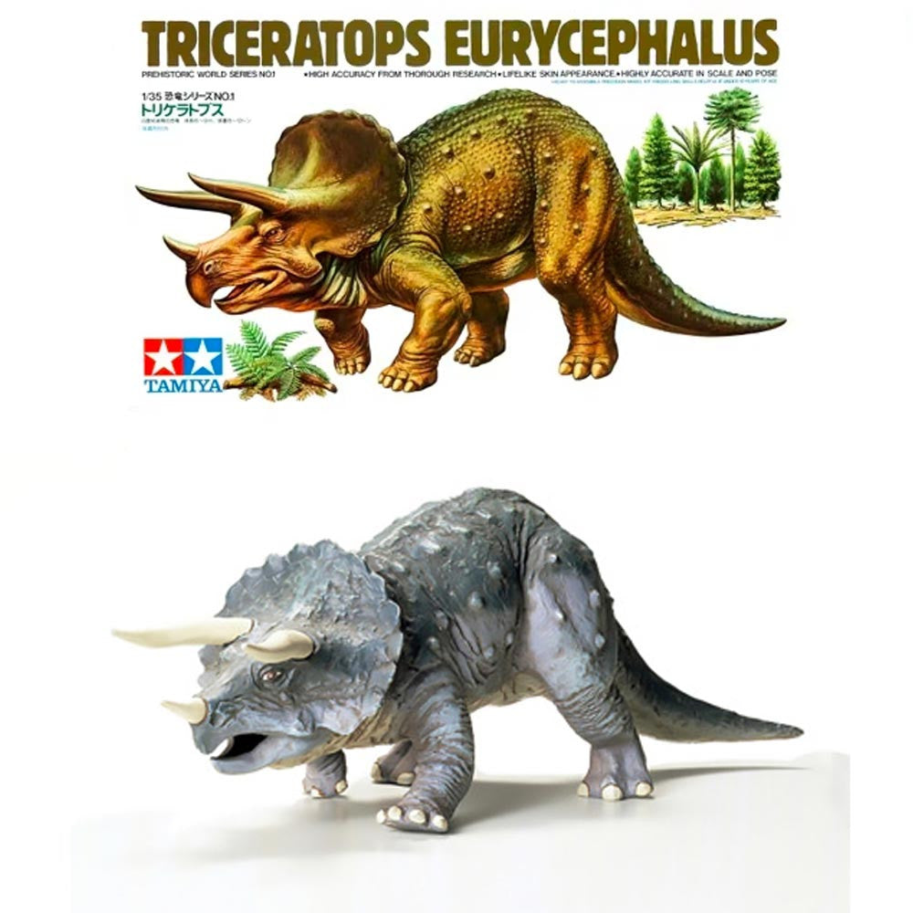 TAMIYA 1/35 scale DINOSAURS TRICERATOPS EURYCEPHALUS model kit | Fields ...
