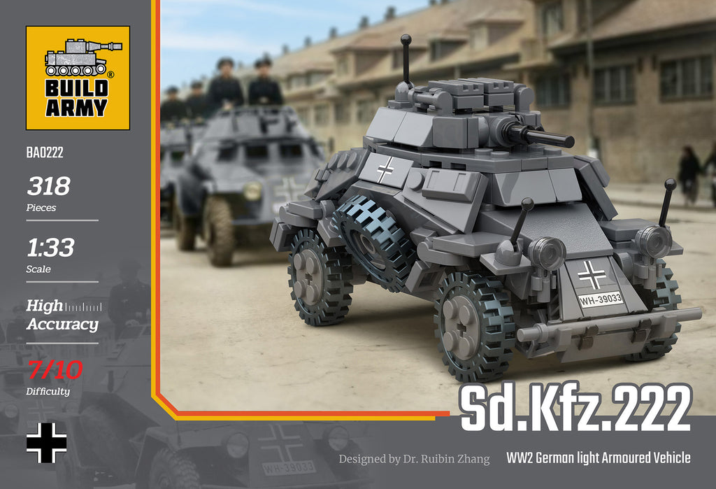 Build Army Brick building model WW2 GERMAN Sd. Kfz. 222 Armoured Vehic ...