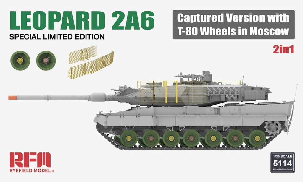 Ryefield Models 1:35 Model Kit Leopard 2A6 Captured Version with T-80 ...