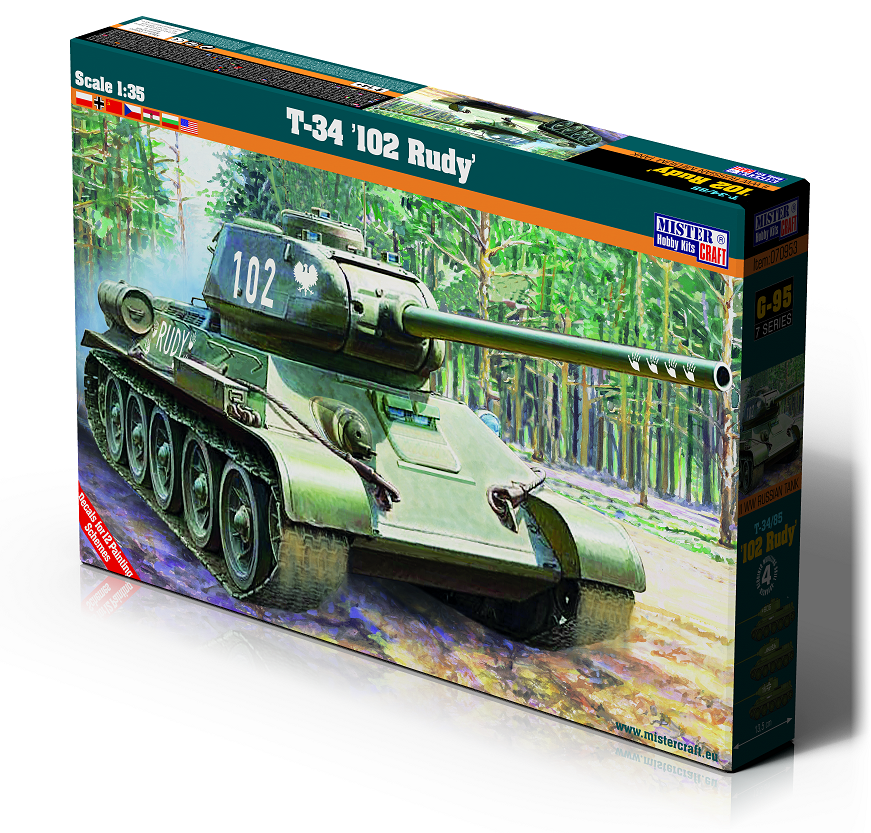 MisterCraft 1:35 WW2 Russian T34/85 Tank Kit | Fields of Glory Models