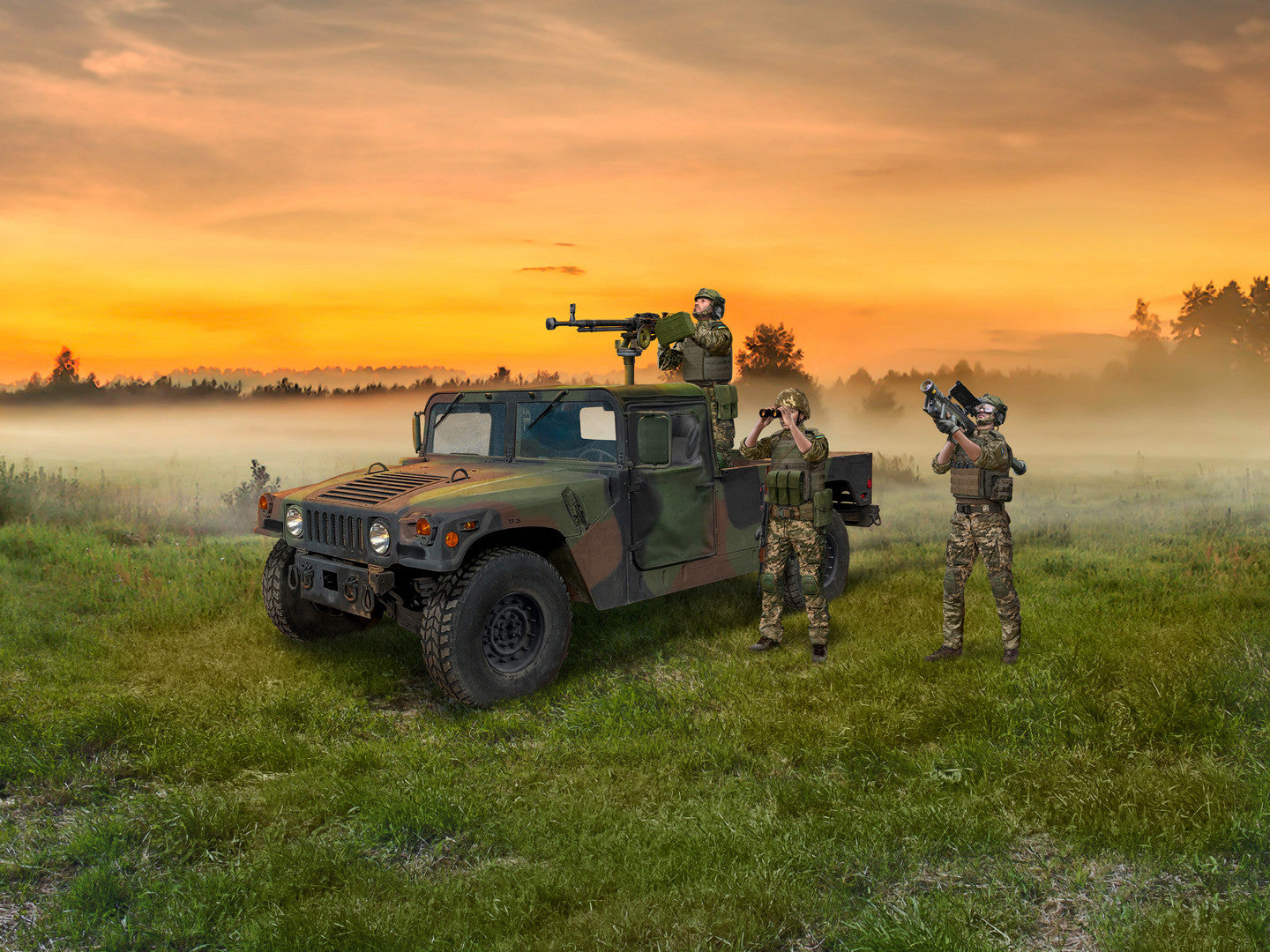 ICM VEHICLES 1:35 Drone Hunters’ Humvee M1097A2 Cargo Carrier, DShKM ...