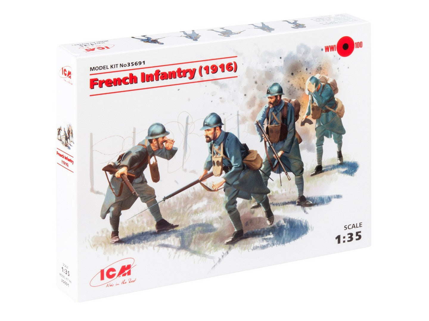 ICM 1/35 WW1 French Infantry (1916) (4 figures) | Fields of Glory Models