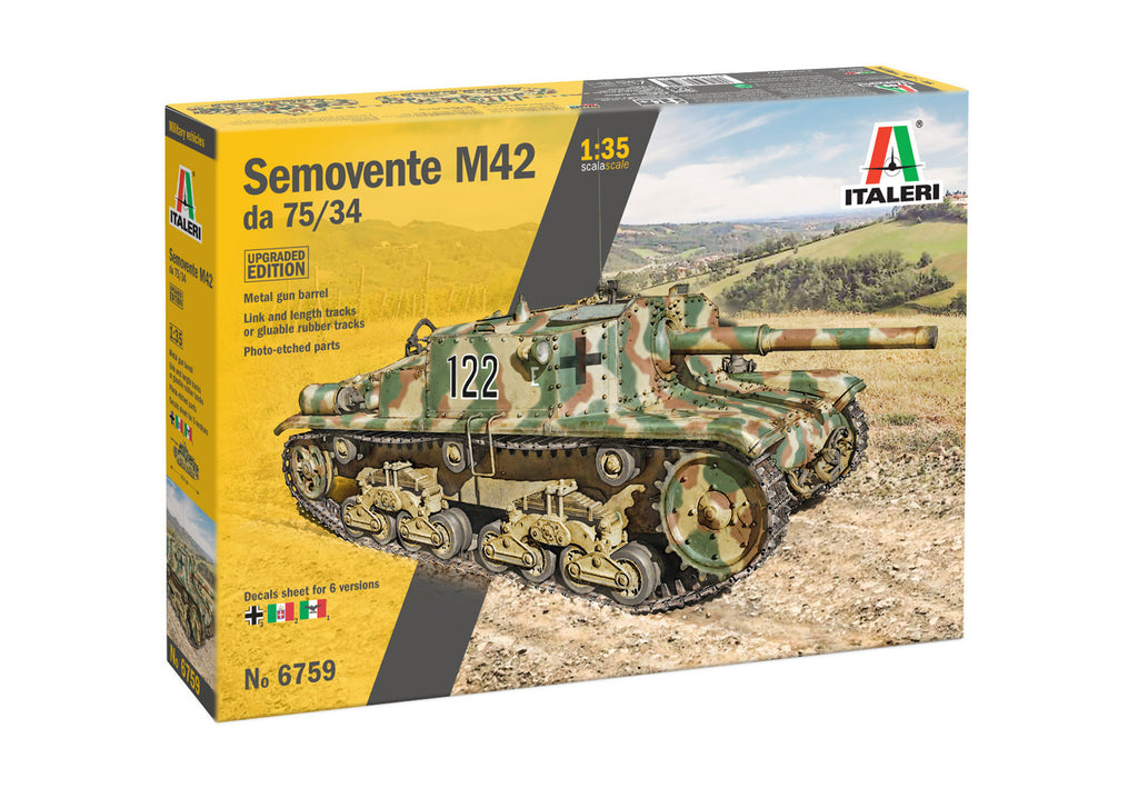 Italeri 1/35 WW2 Italian Semovente M42 da 75/34 tank model kit | Fields ...