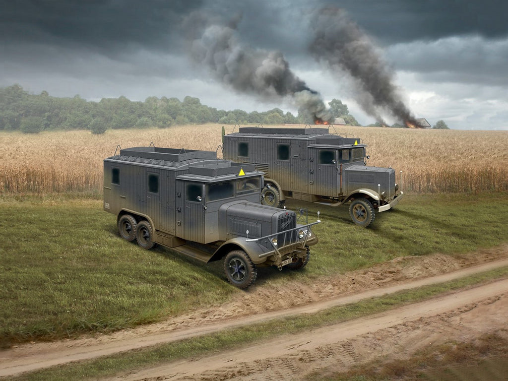 ICM 1/35 WW2 Wehrmacht Radio Trucks (Henschel 33D1 Kfz.72, Krupp L3H16 ...