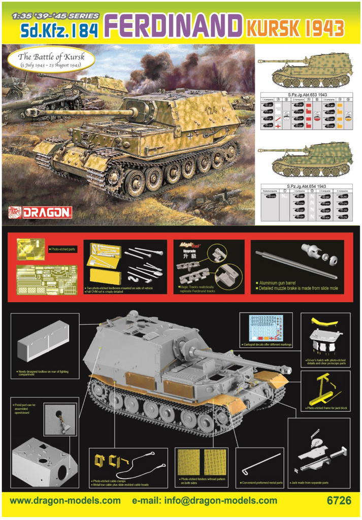 Dragon 1/35 WW2 German Sd.Kfz.184 Ferdinand (the Battle of Kursk ...