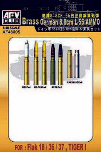 AFV Club 1/48 scale WW2 German 88mm/L56 Flak 18 / Tiger I Ammunition a ...