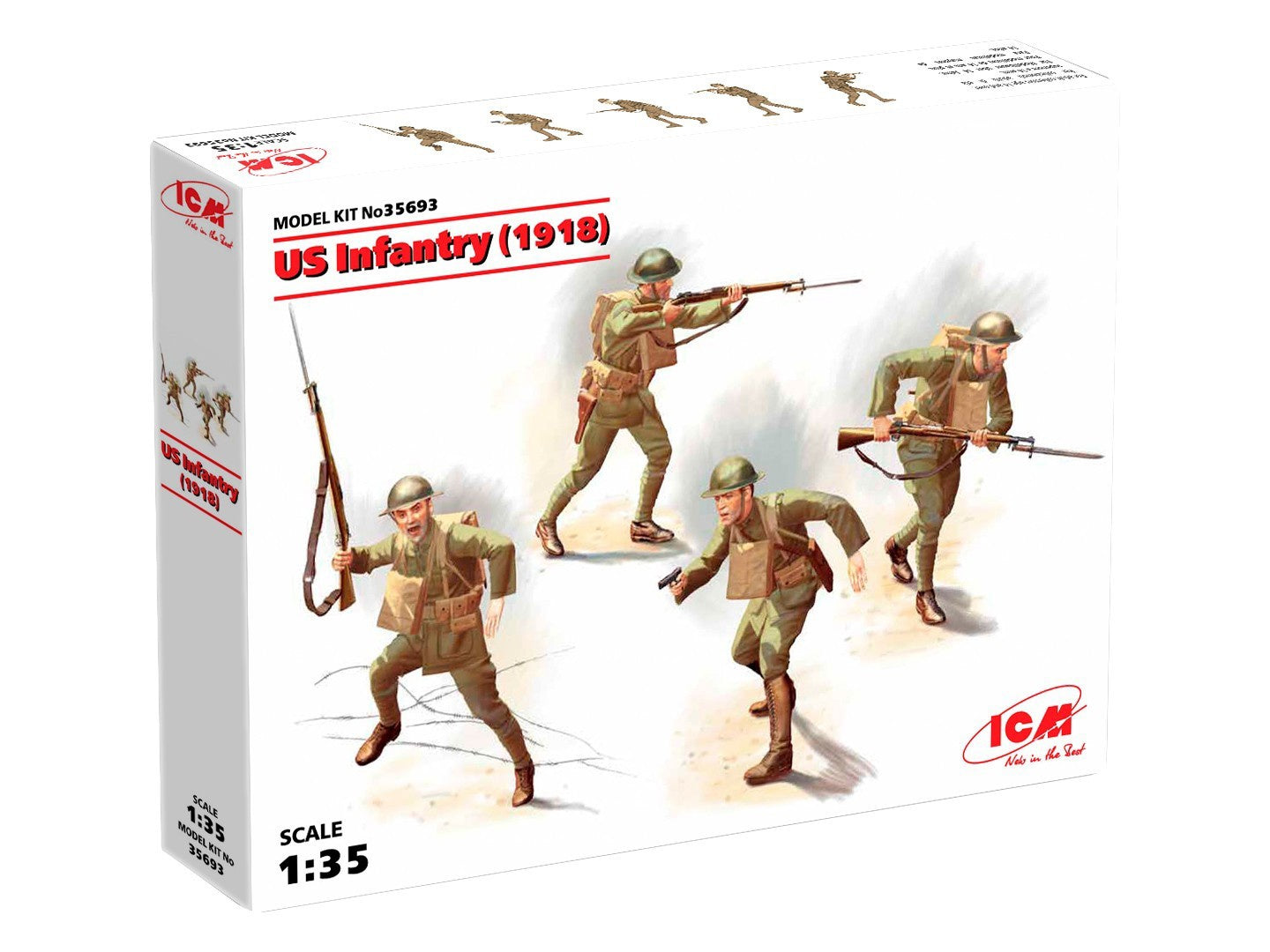ICM 1/35 WW1 US Infantry (1918) (4 figures) | Fields of Glory Models