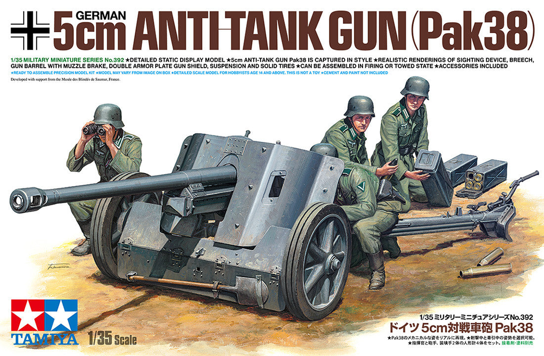 Tamiya 1/35 Scale WW2 German Anti-Tank Gun 5cm Pak 38 with crew ...