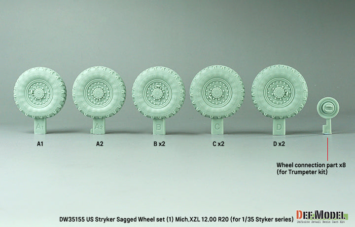 DEF Models 1/35 US M1126 Stryker XML Sagged wheel set (1) (for Stryker ...