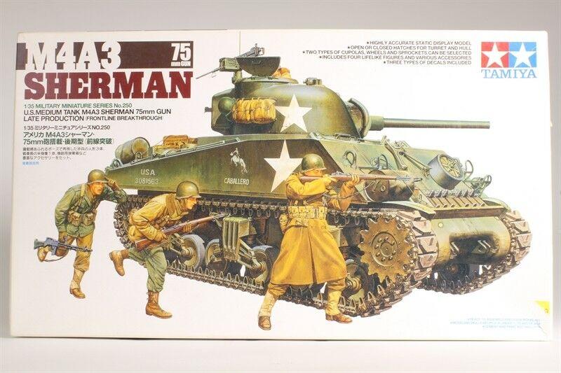 Tamiya 1/35 scale WW2 US American M4A3 Sherman tank with 75mm Gun + 3 ...