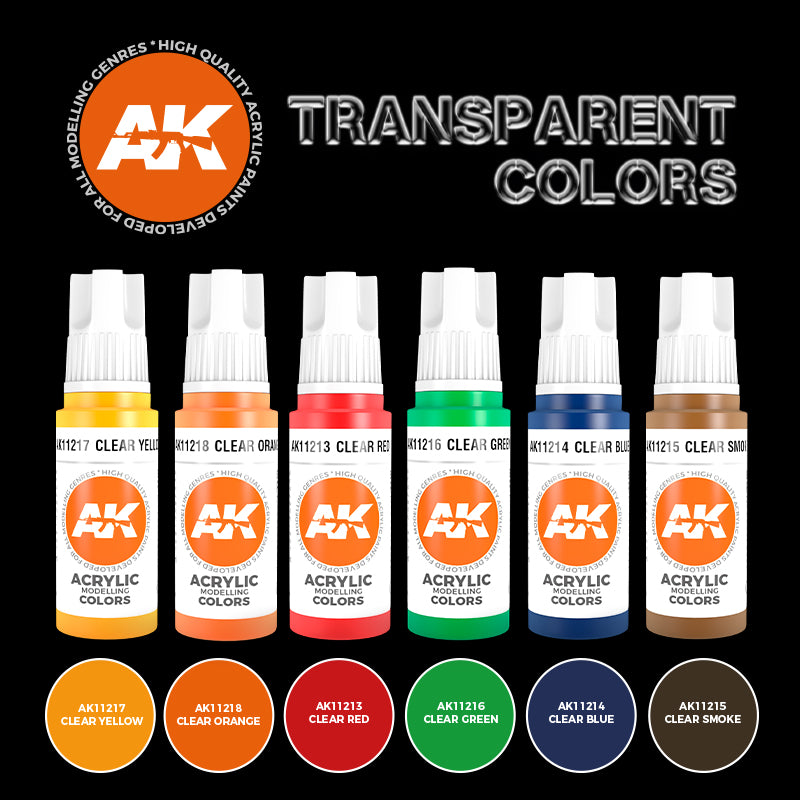 AK Interactive 3Gen paint set TRANSPARENT COLORS | Fields of Glory Models