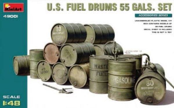 Miniart 1/48 scale WW2 US Fuel Drums 55 gals set | Fields of Glory Models